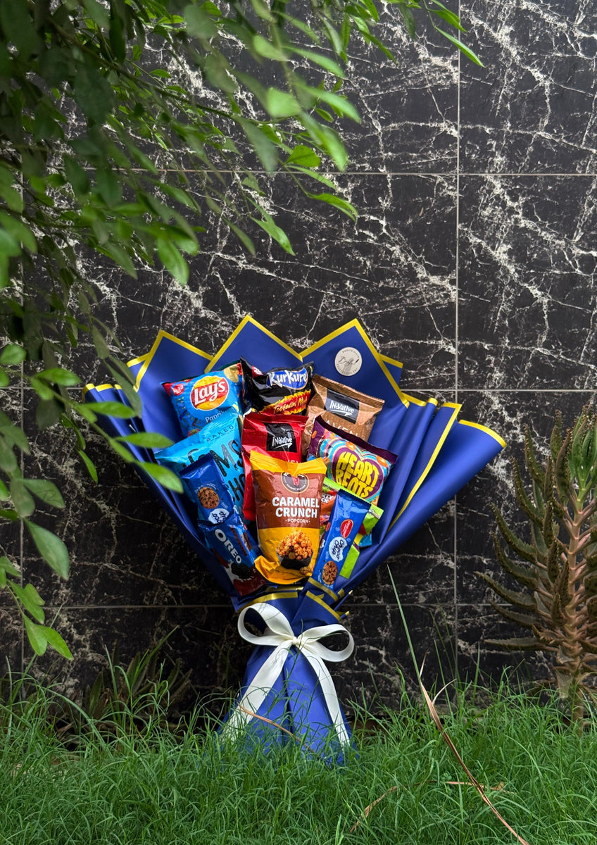Crunchy Blue Snack Bouquet for Him – Beezle Store