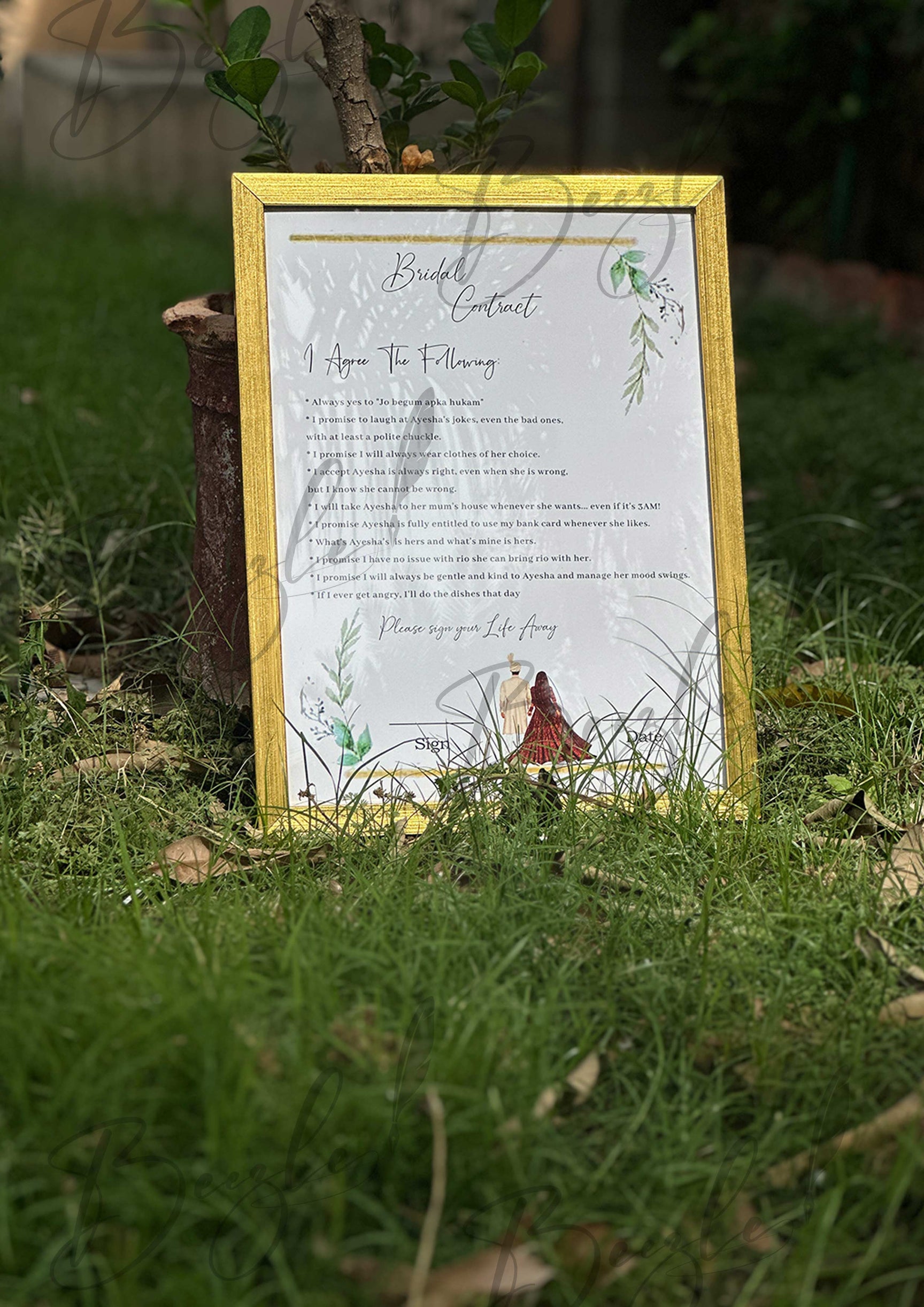 Bridal Contract – A Fun & Memorable Wedding Keepsake – Beezle Store