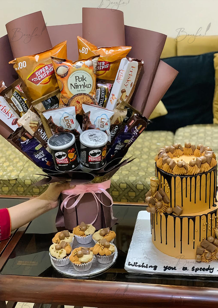 Premium Snack Bouquet with Drip Cake & Cupcakes – Beezle Store