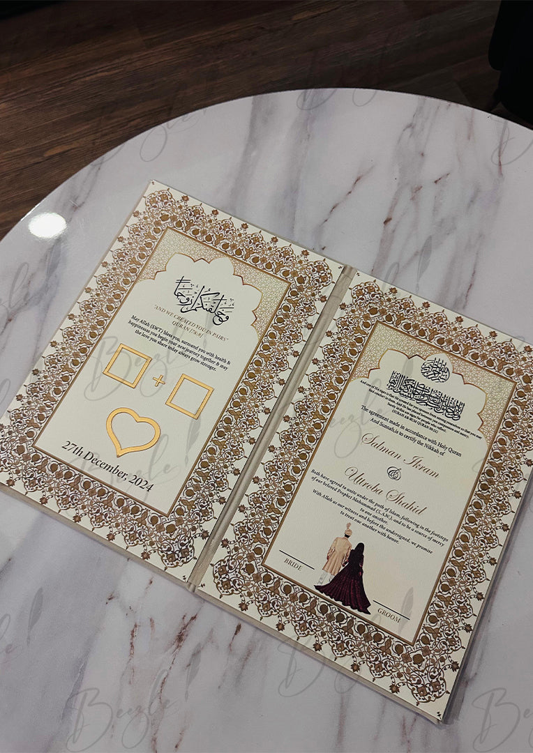 The Attractive Nikah Booklet Customized with Golden Name & Design ...