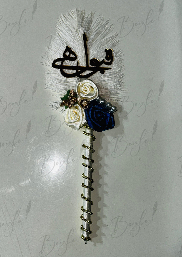 The Qubool Hai Nikah Pen With Off White & Navy Blue Flower – Beezle Store