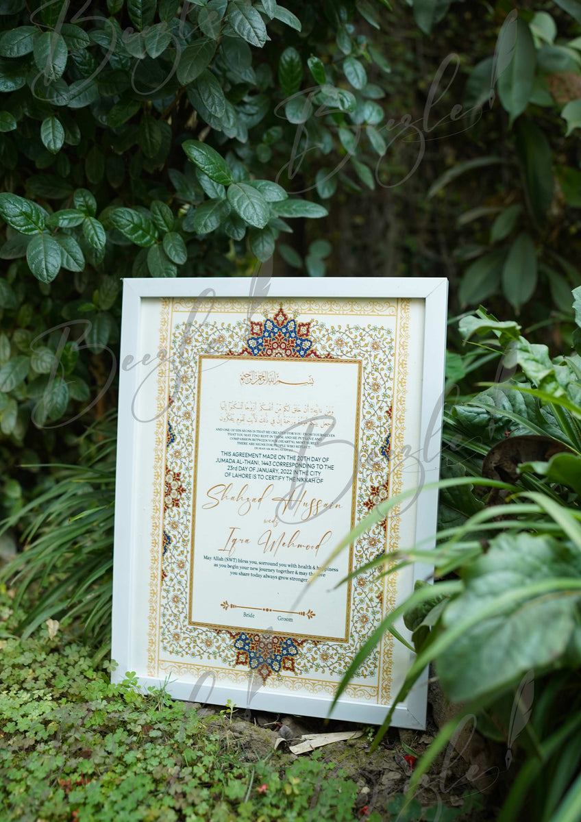 Luxury Nikah Certificate with Islamic Border – Personalized Wedding ...