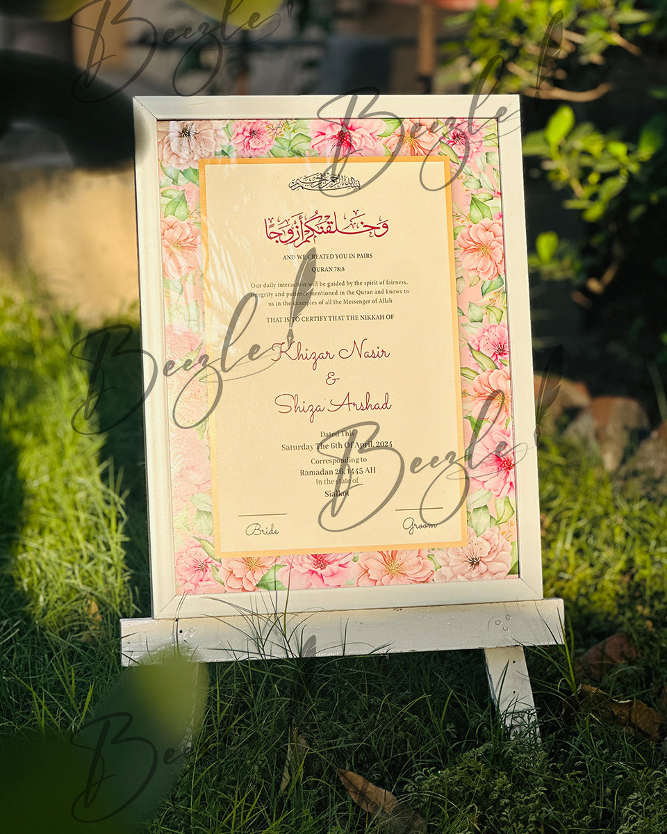Nikah Certificate With High Quality Flower Print – Beezle Store