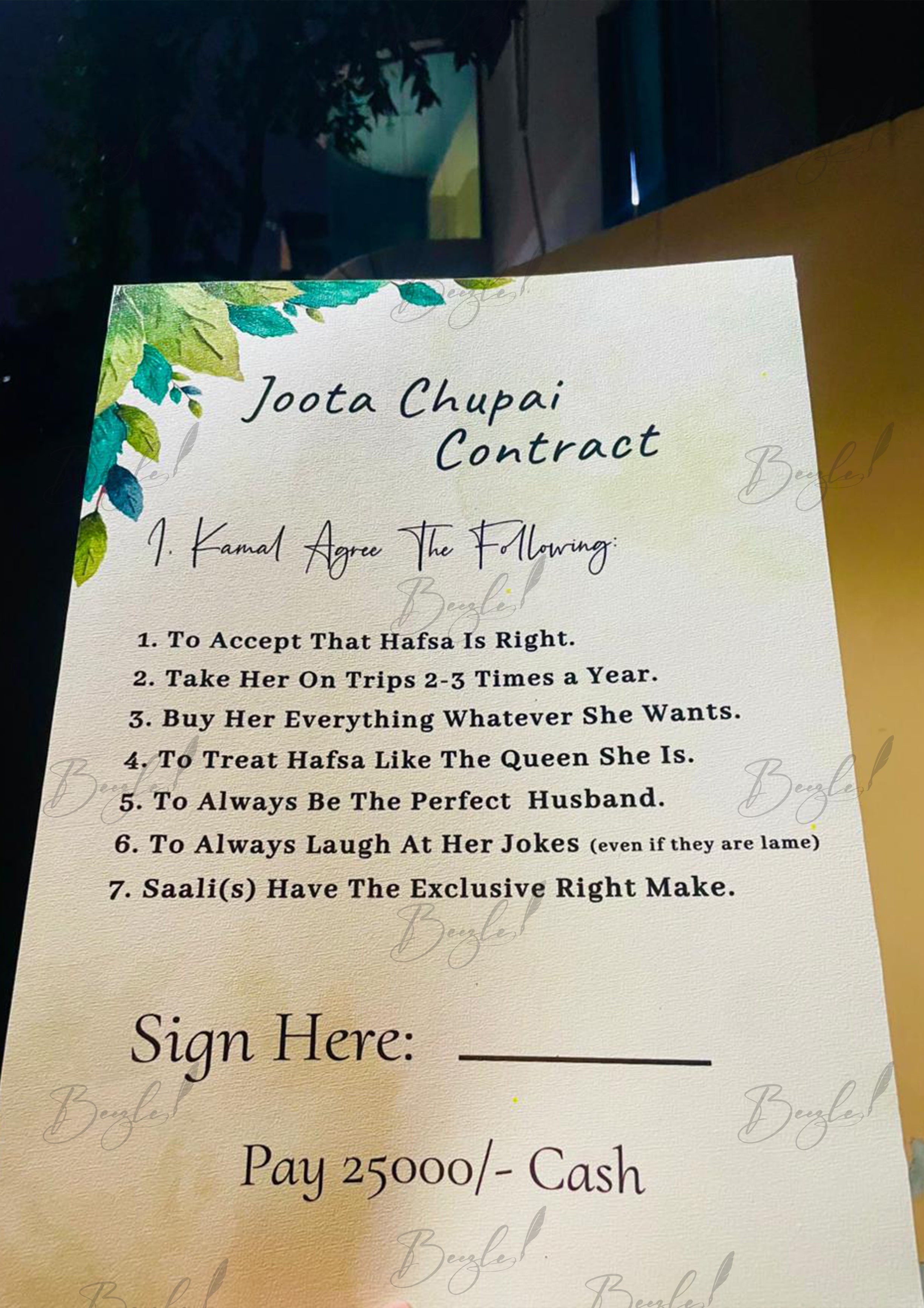 Joota Chupaii Rasm Contract – Lock the Deal in Style! – Beezle Store