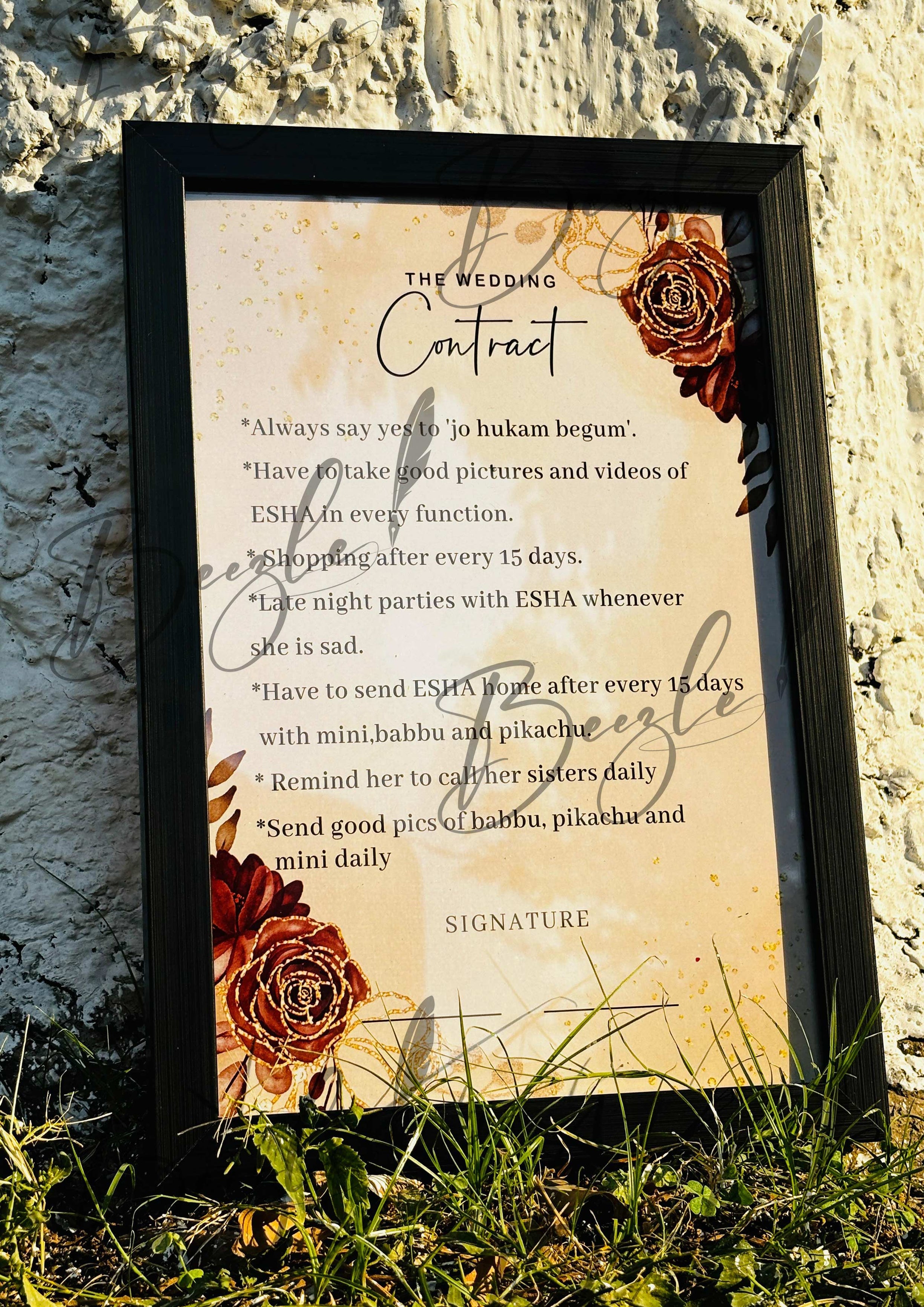 Bridal Contract – A Fun & Memorable Wedding Keepsake – Beezle Store