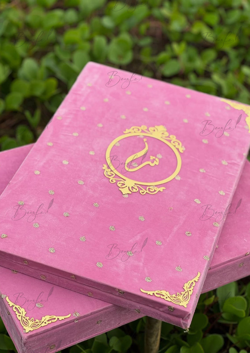 Elegant Pink Velvet Signature Nikah Book Box – Beezle Store