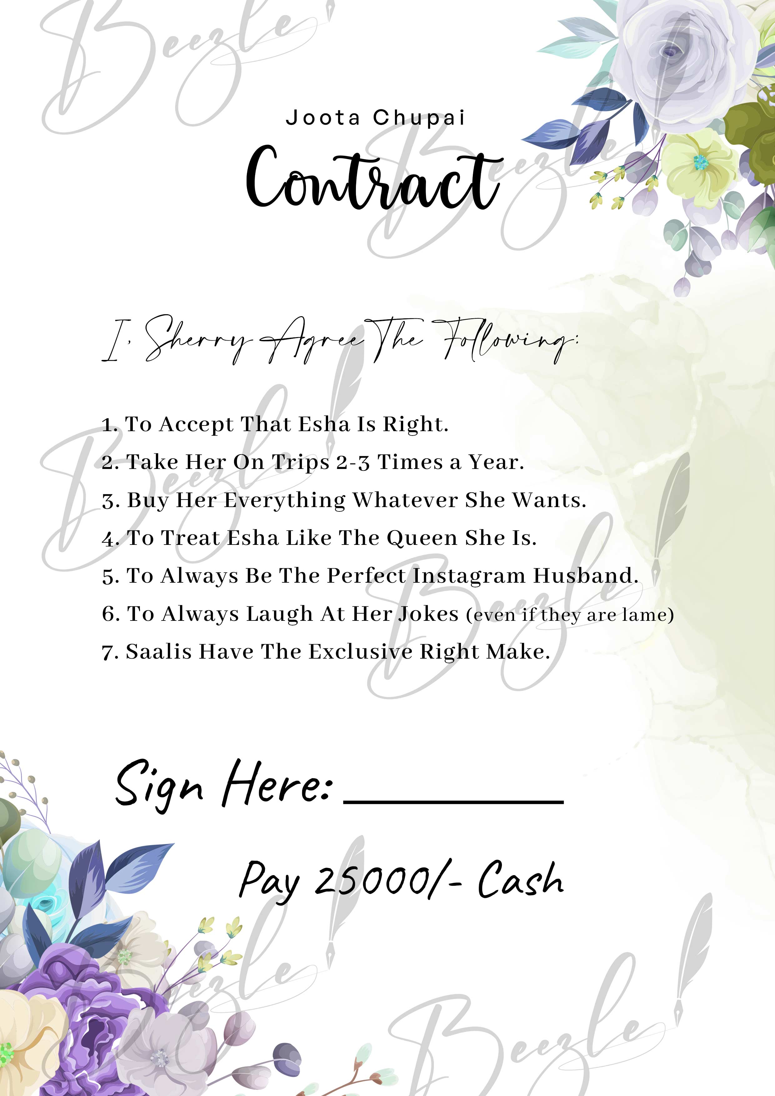 Joota Chupaii Rasm Contract – Lock the Deal in Style! – Beezle Store